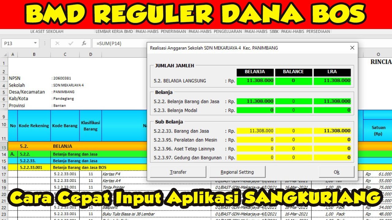 Tips dan Trik Input Cepat BMD Reguler Dana BOS | Aplikasi SANGKURIANG ...