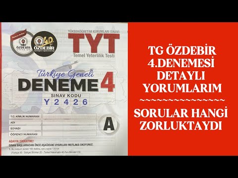2026 Özdebir TYT 4 Türkiye Geneli Deneme Yorumum | Bu Seviye Neydi? #tyt #yks26 