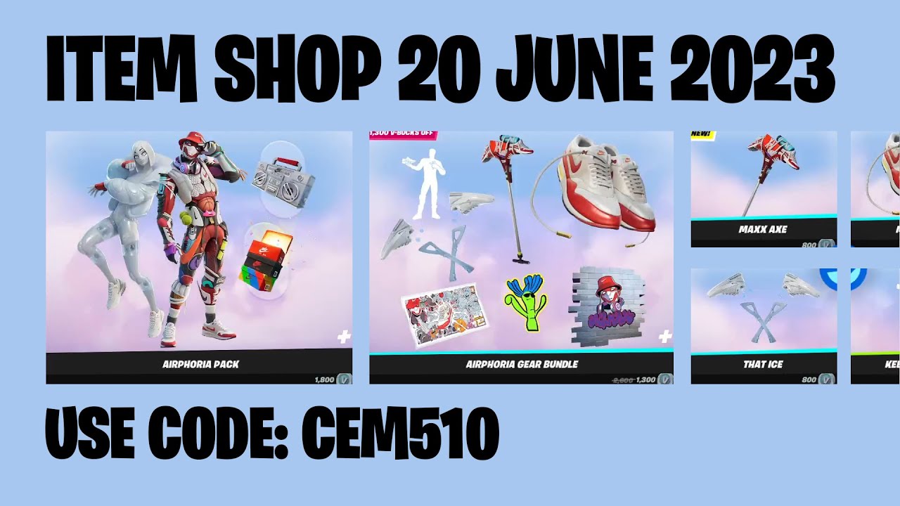 Fortnite Item Shop 20 June 2023 NIKE AIR MAX SKINS AIRPHORIA PACK - YouTube