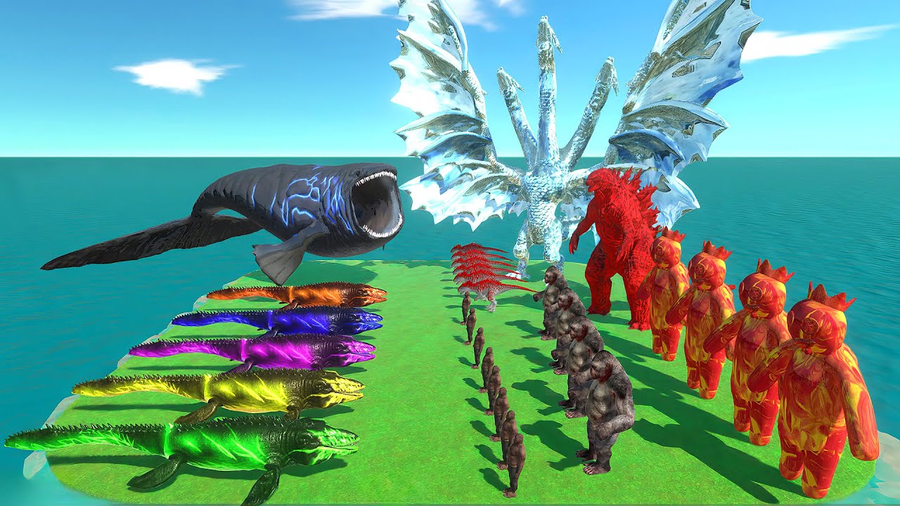 Aquatics Battle - The Bloop VS Ice King Ghidorah + Red Godzilla 2021 ...