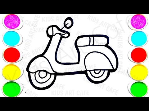 How To Draw a Vespa Scooter For Kids and Toddlers || Kids Step by Step ...
