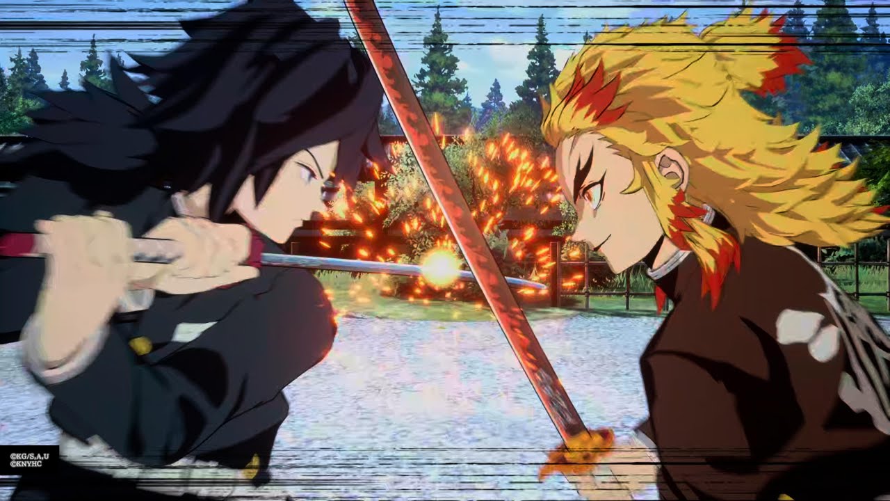Demon Slayer The Hinokami Chronicles - Giyu Tomioka Vs Kyojuro Rengoku ...