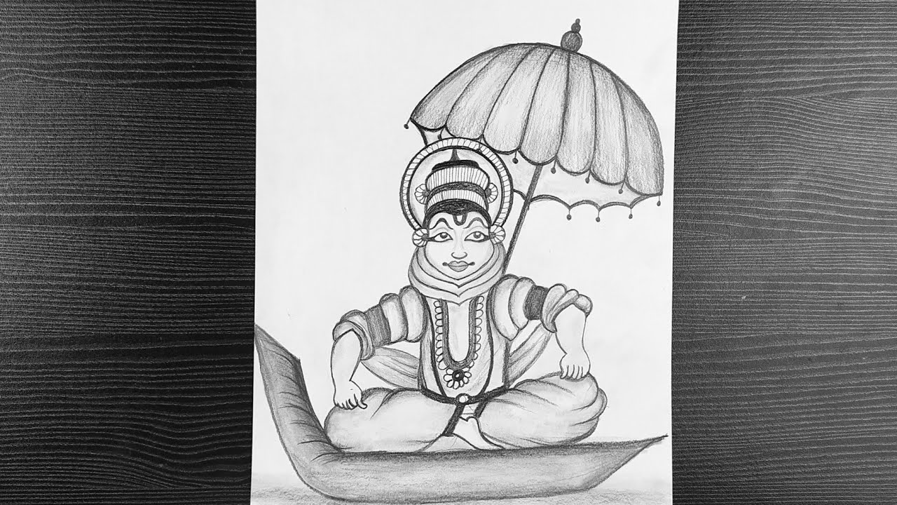How To Draw Kathakali Face Step By Step // Drawing For Onam Festival ...