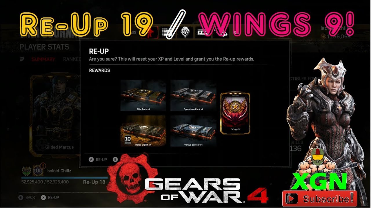 Gears of War 4 Wings 9 Rank / Re-Up 19 Achieved! - YouTube