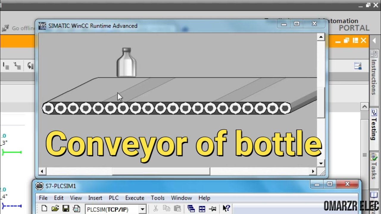 Conveyor of bottle. Animation on HMI Siemens TIA Portal.visibilty - YouTube