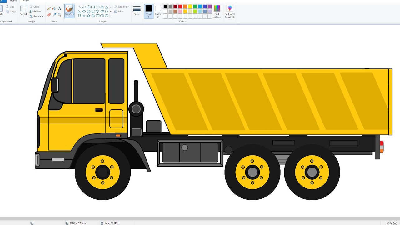 How to draw Tipper Lorry / Truck in MS Paint - YouTube