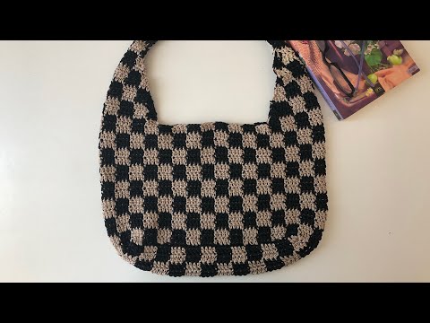 DAMALI EKOSE ÖRGÜ ÇANTA YAPIMI - CROCHET CHECKERED BAG
