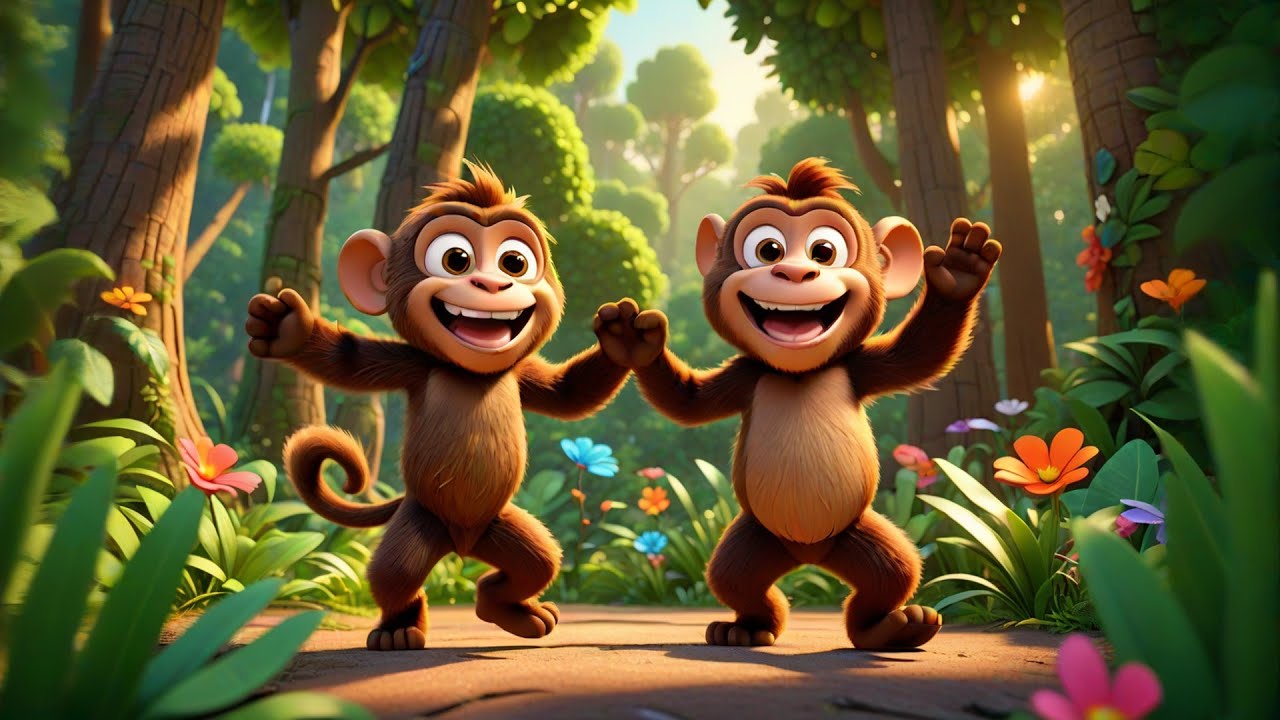 Three Silly Monkeys Swing on Trees | Fun Monkey Song for Kids | Playful Jungle Nursery Rhyme ...