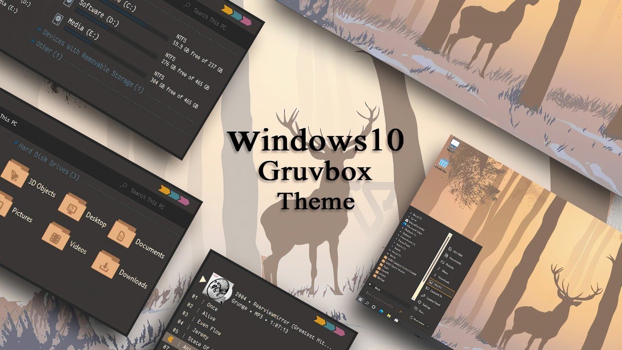 Gruvbox windows 10 theme | windows 10 21h1 theme - YouTube