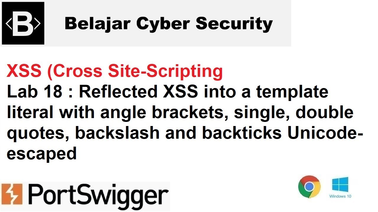 XSS - Lab 18 : Reflected XSS into a template literal with angle ...