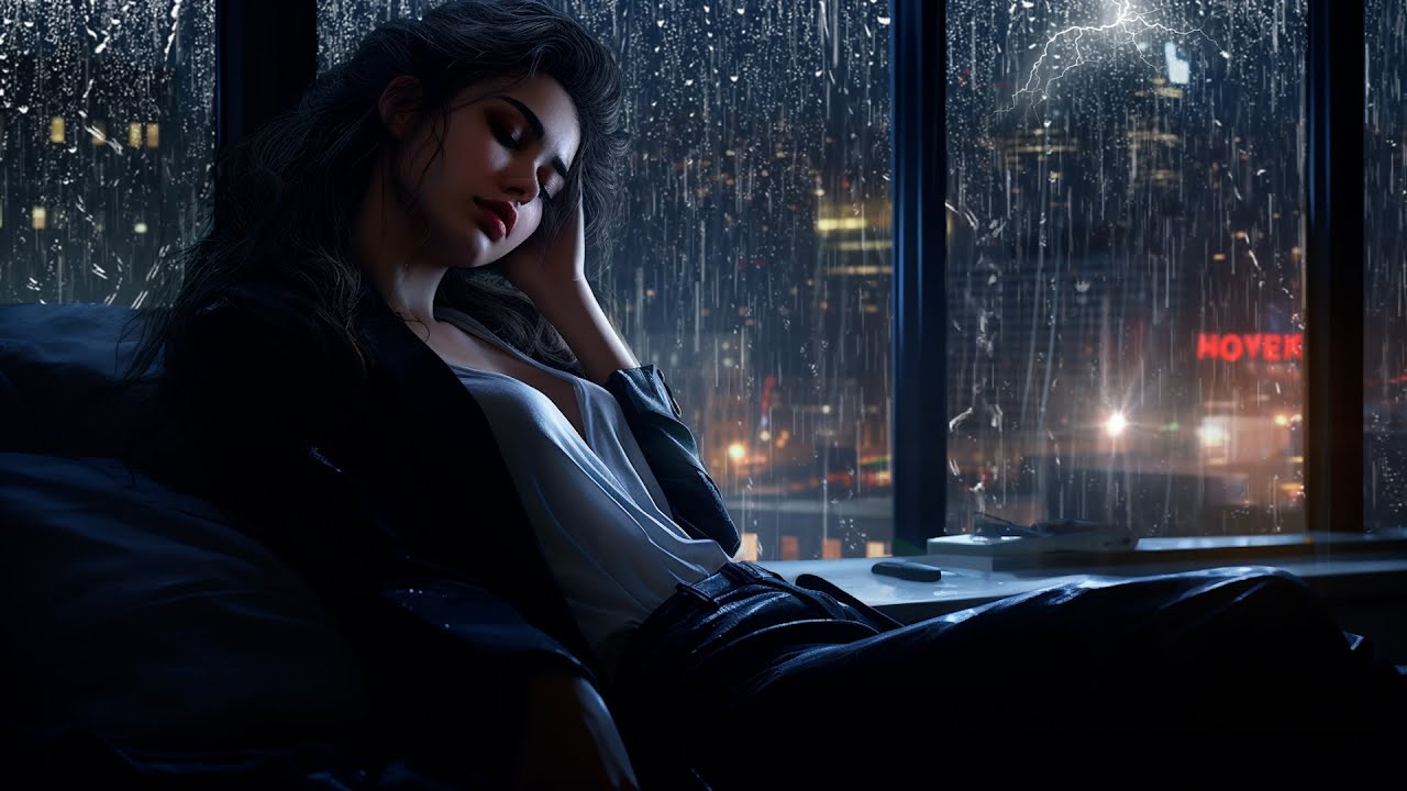 The wonderful beauty of a young woman on a rainy night | The peaceful ...