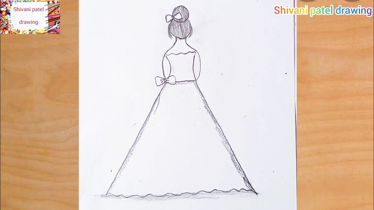 how to draw a beautiful girl with long frock 😊☺️ easy girl drawing ...