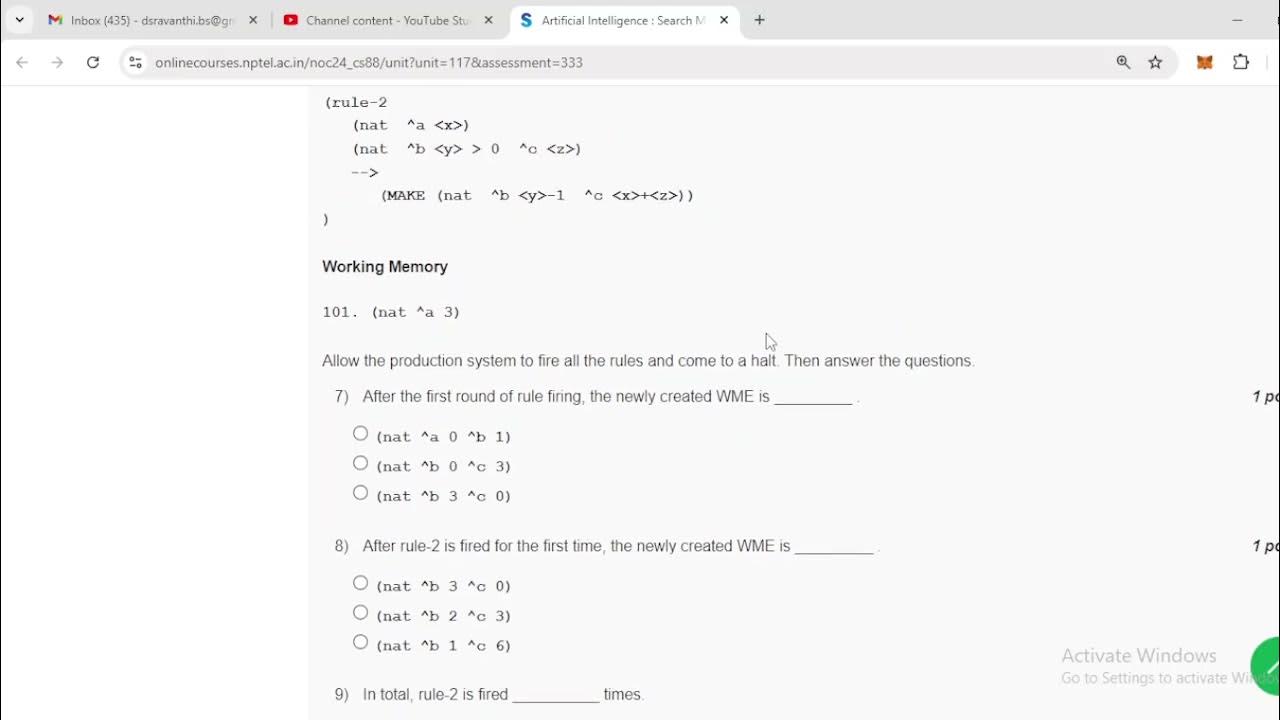 Artificial Intelligence : Search Methods For Problem solving Nptel Assignment 10 solutions 2024 ...