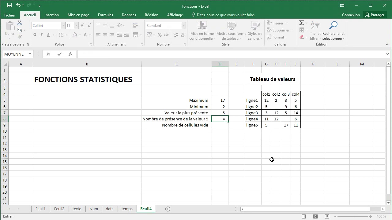EXCEL 04 5 Fonctions statistiques - YouTube