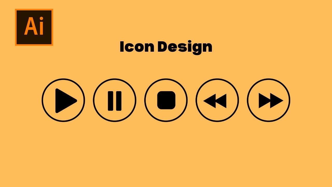 How to Create Video Buttons Icon Set in Adobe Illustrator || Play ...