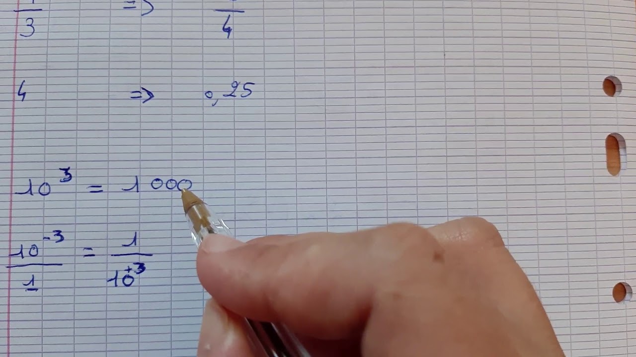 Explication puissances exposant négatif - YouTube