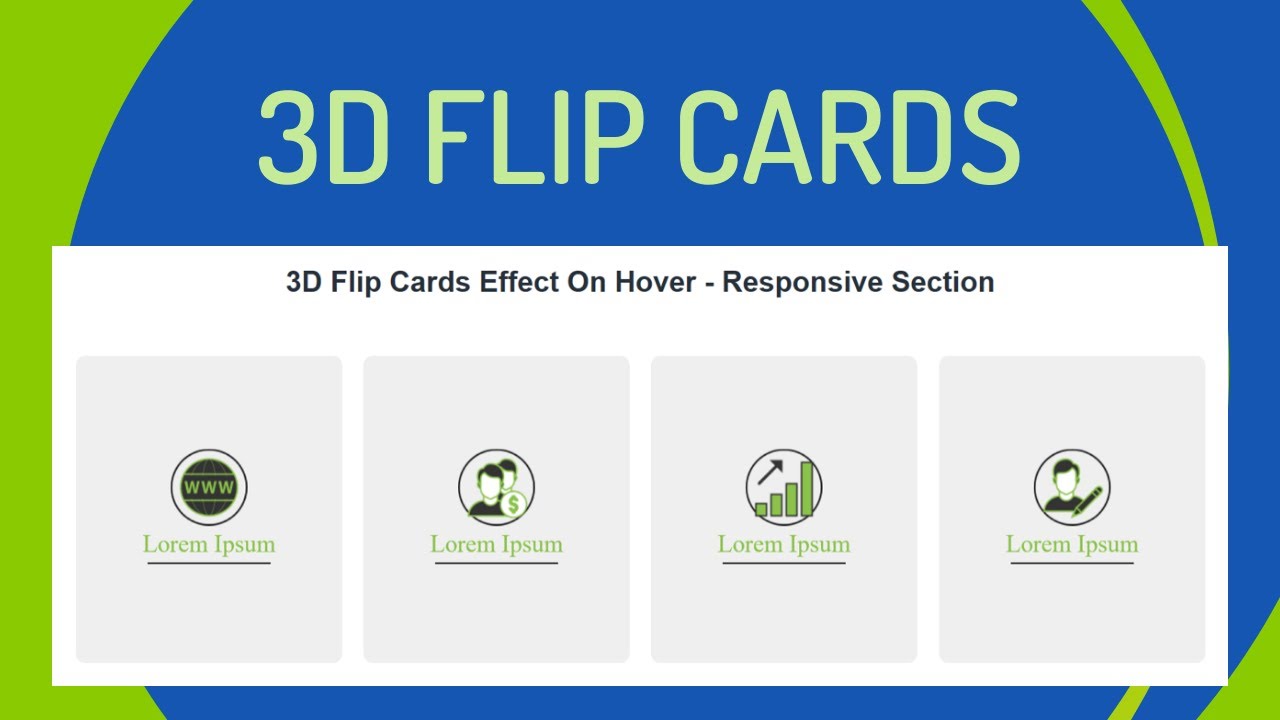 Responsive 3d Flip Card Effect On Hover Youtube