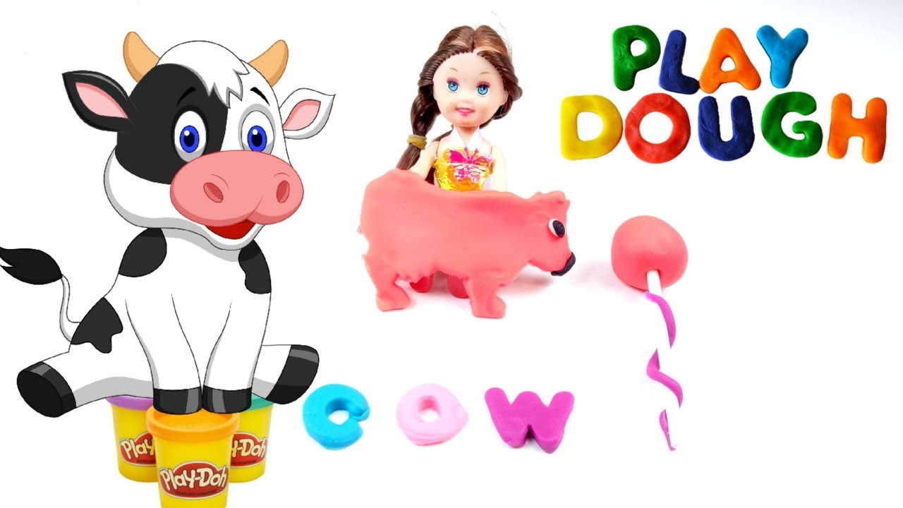 Learn colors with play doh Cow Molds Surprise Lollipop magic tricks for ...