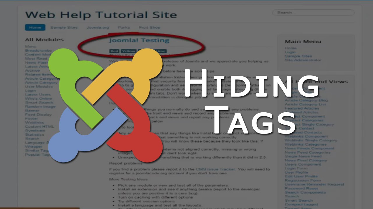 Hide Tags in Joomla 3.x - YouTube