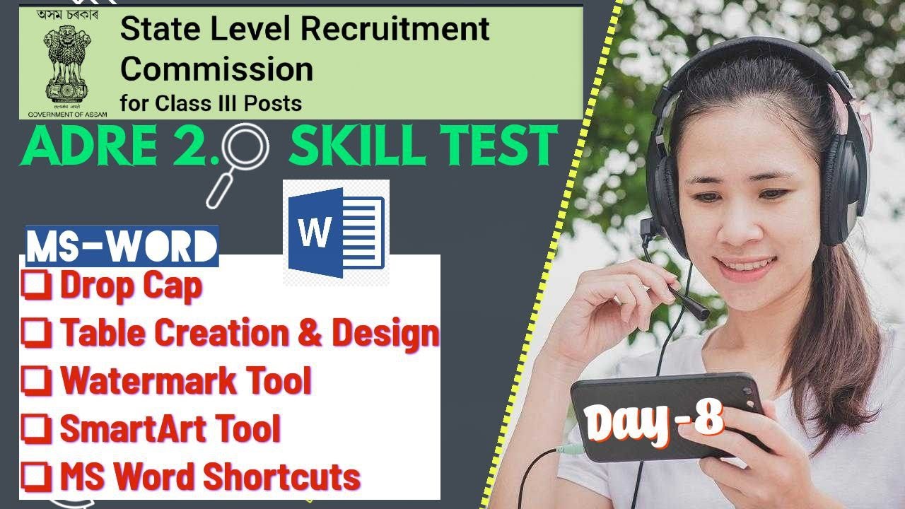 ADRE Skill Test | Mock Test : Day-8 Solution (MS Word) #adregrade3 # ...