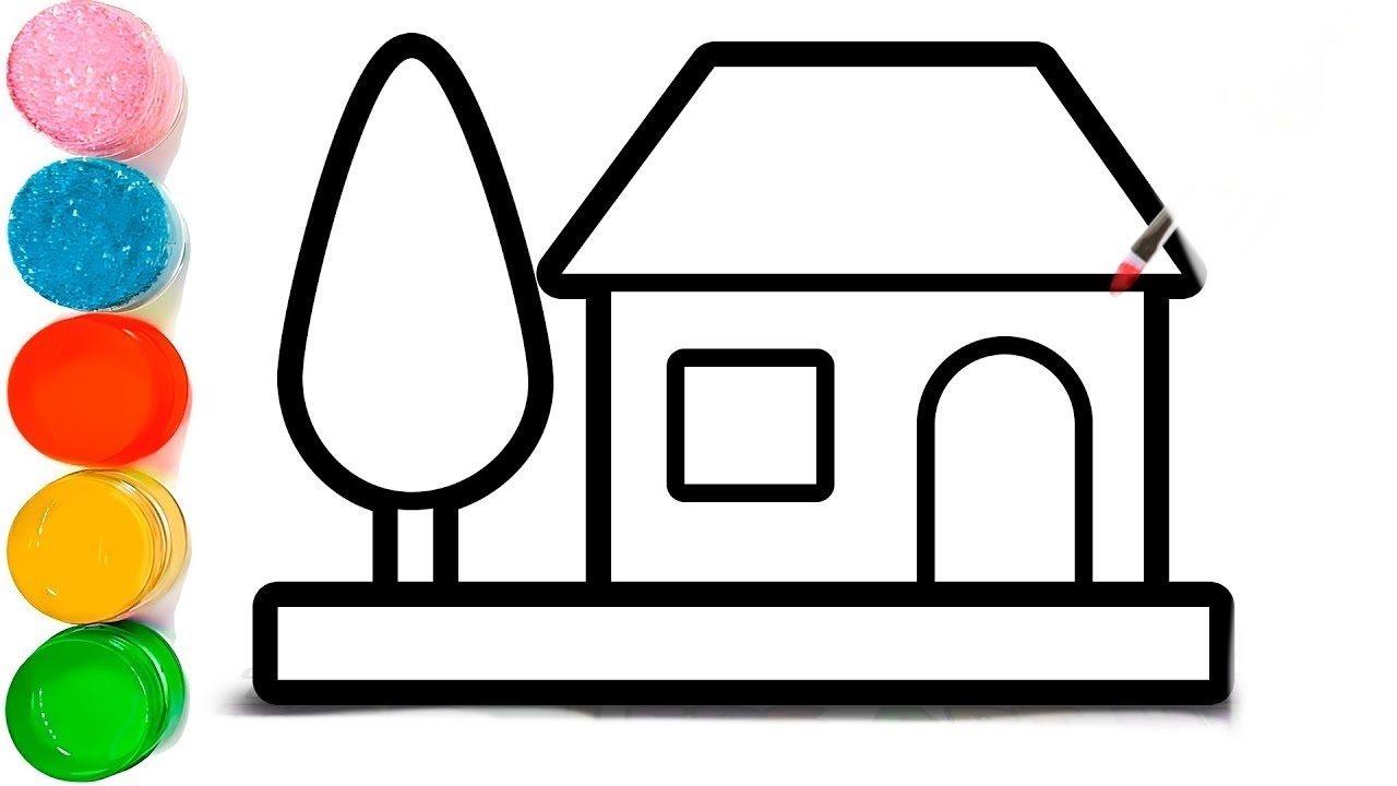 How To Draw House Very Easily | Simple House Drawing | House Drawing ...