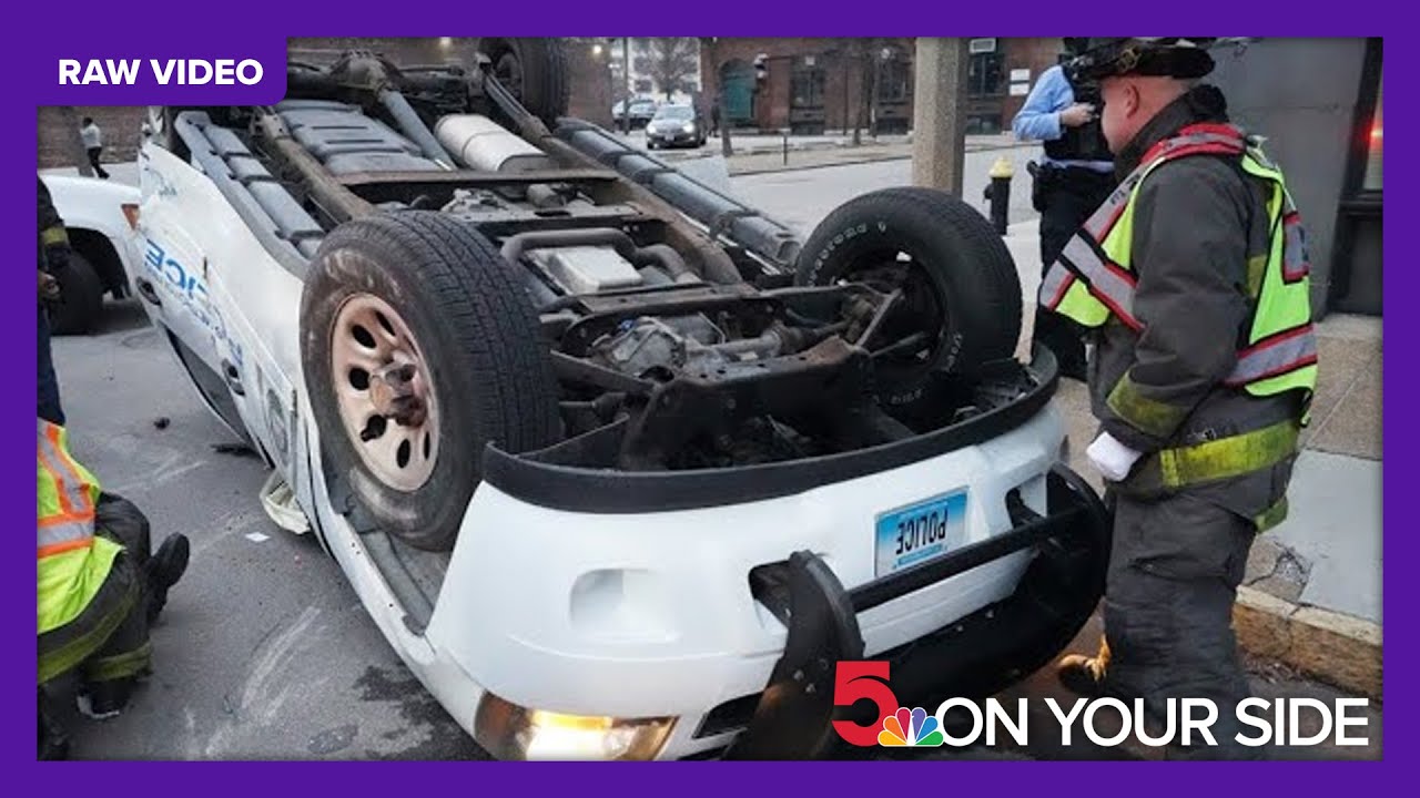 Raw video: Police cruiser flips multiple times after crash in St. Louis ...