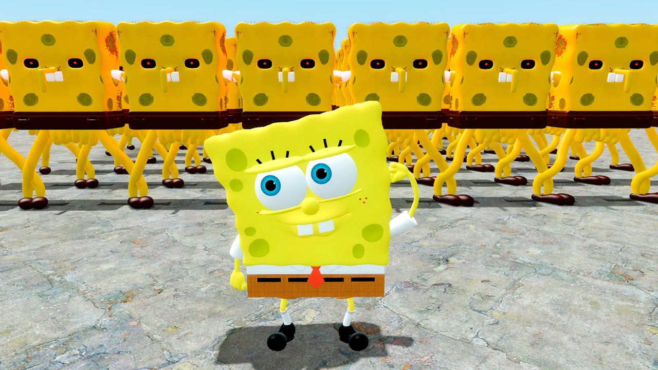 SPONGEBOB VS ARMY of MEMES SPONGEBOB in GARRY'S MOD! RAINBOW FRIENDS ...