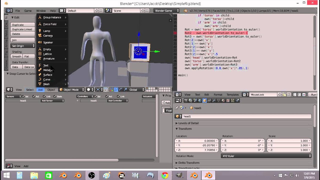 Using the simple rig v2 to drive a armature - YouTube