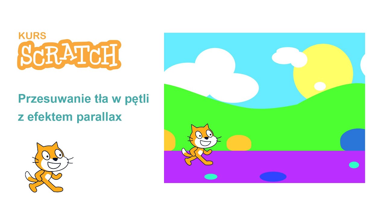 Kurs Scratch 14 – Przesuwanie tła w pętli z efektem parallax - YouTube