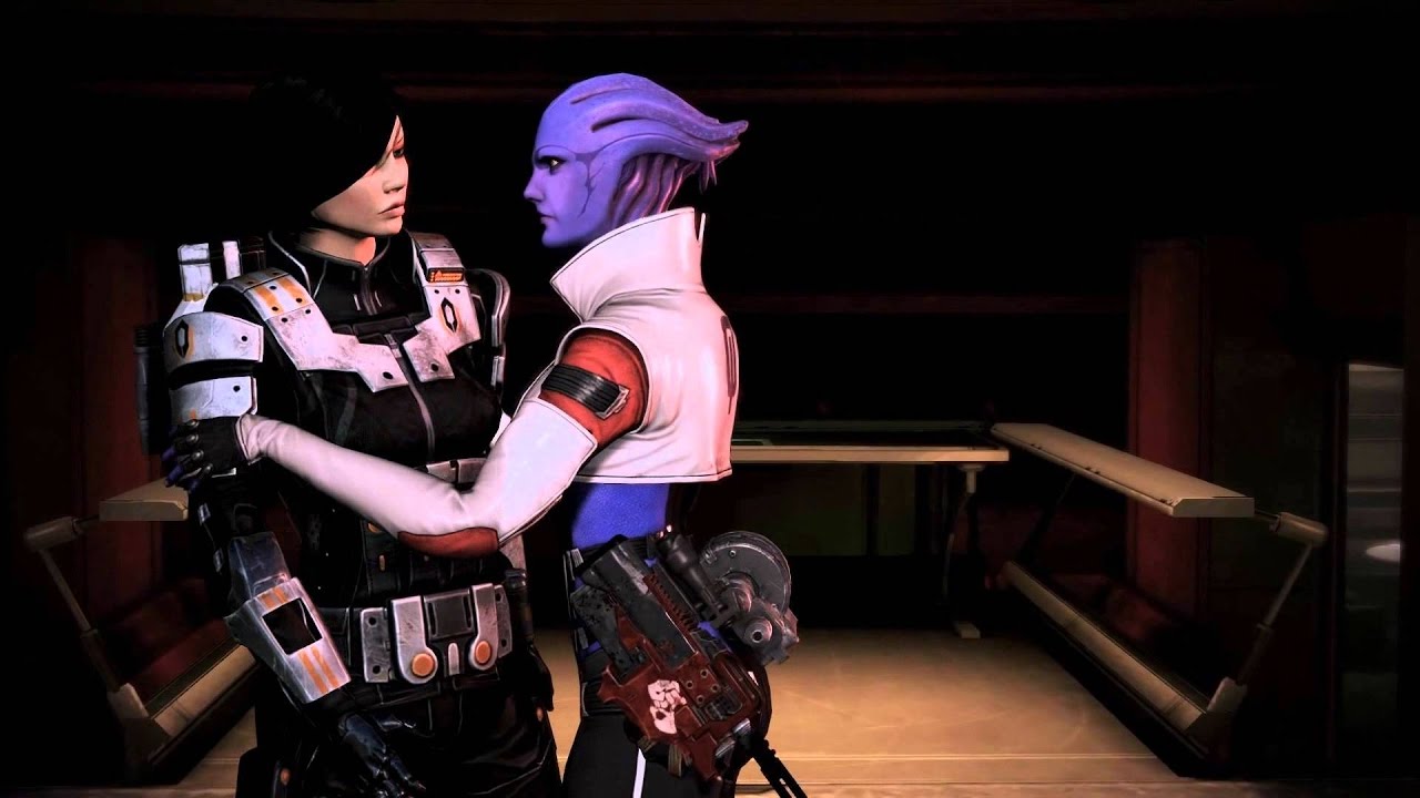 Mass Effect 3 Aria T'Loak kiss Shepard - YouTube