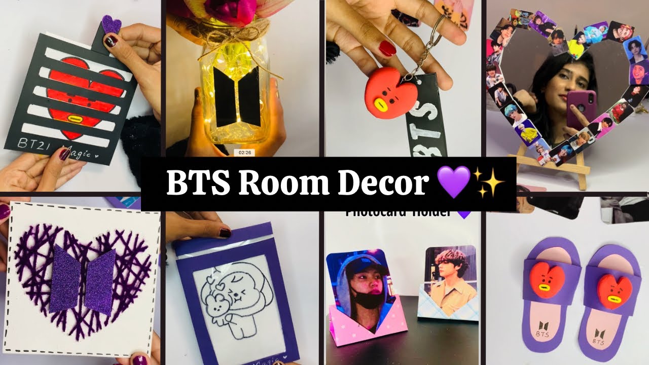 BTS Merch ideas 💜 ( without printer ) / how to make bts merch at home ...