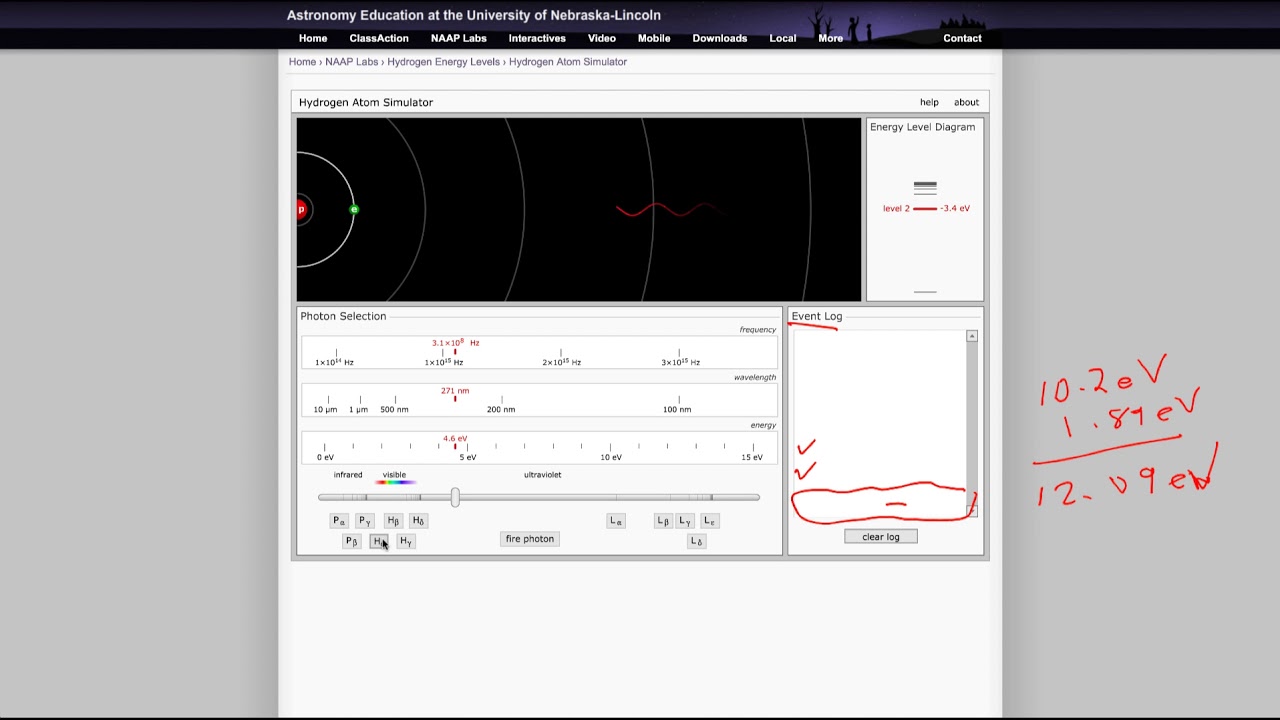 NAAP Lab 8 - Hydrogen Energy Levels Simulator Demo - YouTube