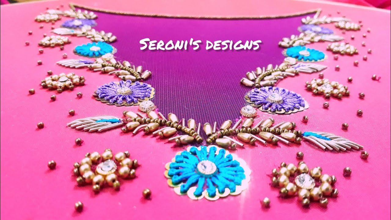 Aari work blouse design no:11/Trending net work in boat neck design ...