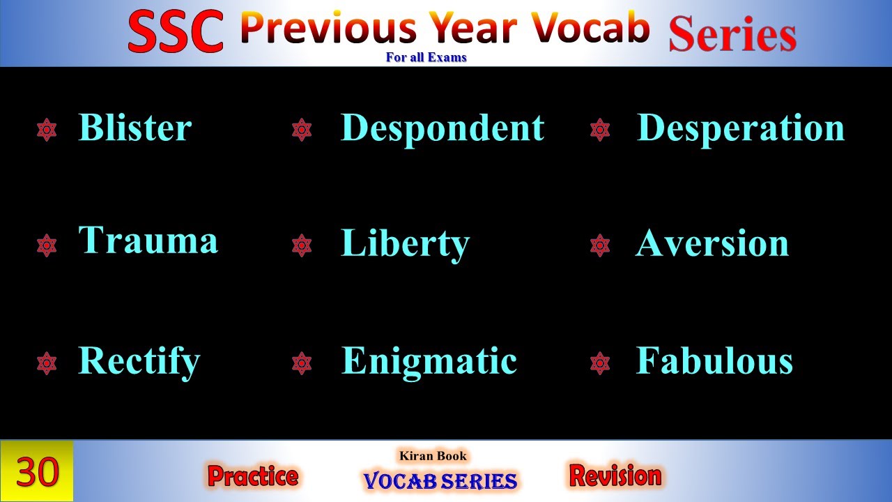 All SSC Previous Year : vocabulary || Learn & Practice || Class- 30 ...