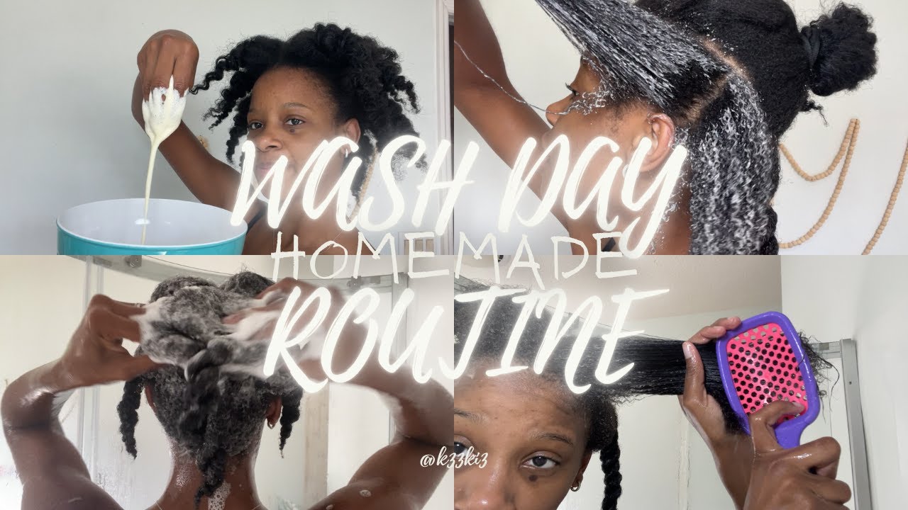 DETAILED Wash Day Routine // Homemade DEEP Conditioner // HYDRATION ...