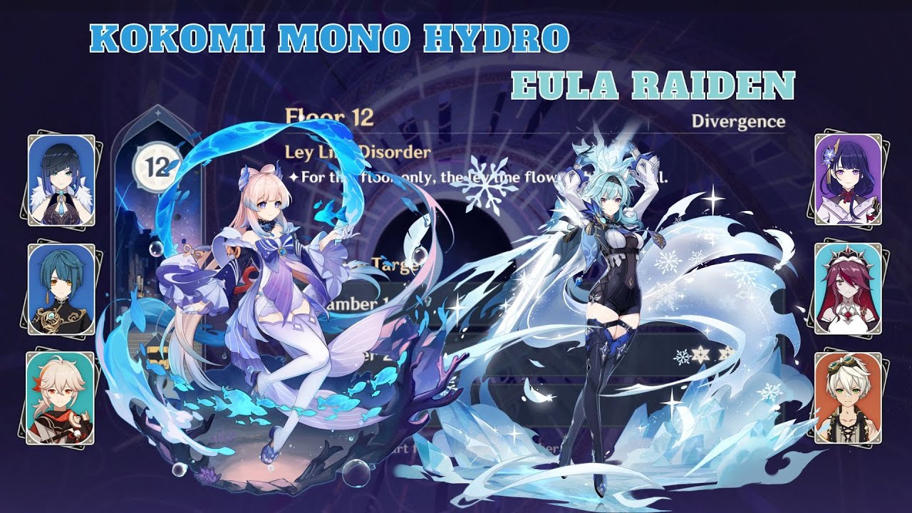 Genshin Impact - Kokomi Mono Hydro & Eula Raiden | Spiral Abyss 3.2 Floor 12 | 9 Stars - YouTube
