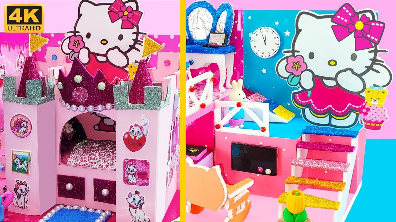 How To Make Cute 2-Storey Hello Kitty House & Building Hello Kitty's ...