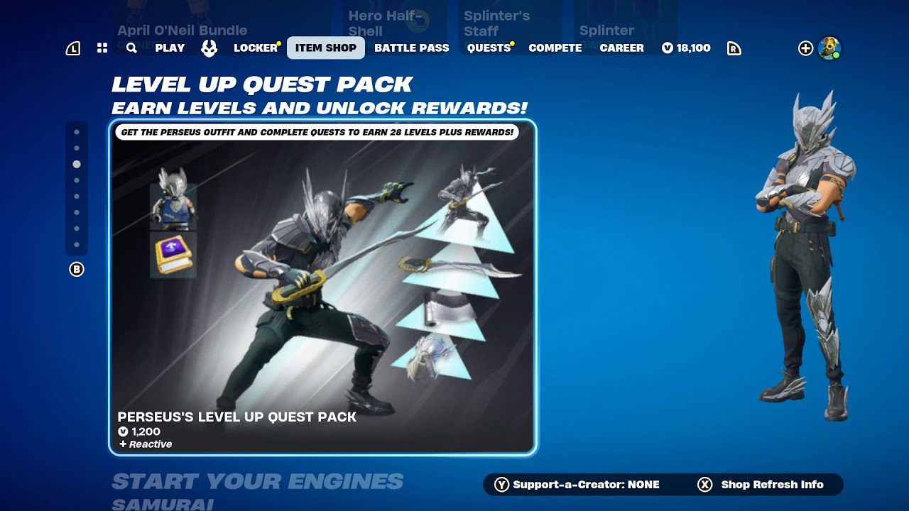 FORTNITE BUYING PERSEUS LEVEL UP QUEST PACK - YouTube