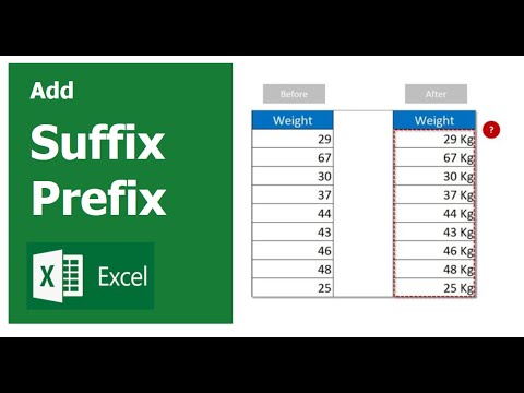 Add Suffix, Prefix to the cells in Excel #MSExcel - YouTube