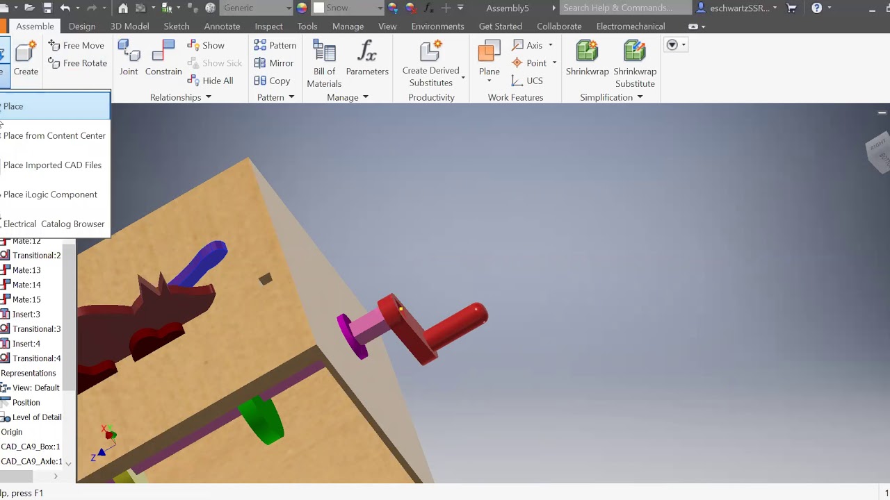 Inventor Final Assignment 9: Motion in Assembly: Part 2 - YouTube