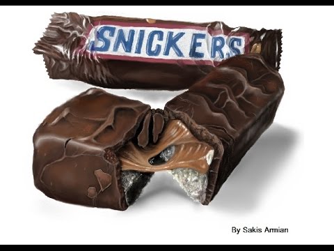 How I draw a Snickers bar REALISTIC(Digital Paint) - YouTube