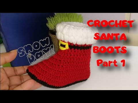 Crochet Santa boots Free pattern PART 1 - YouTube