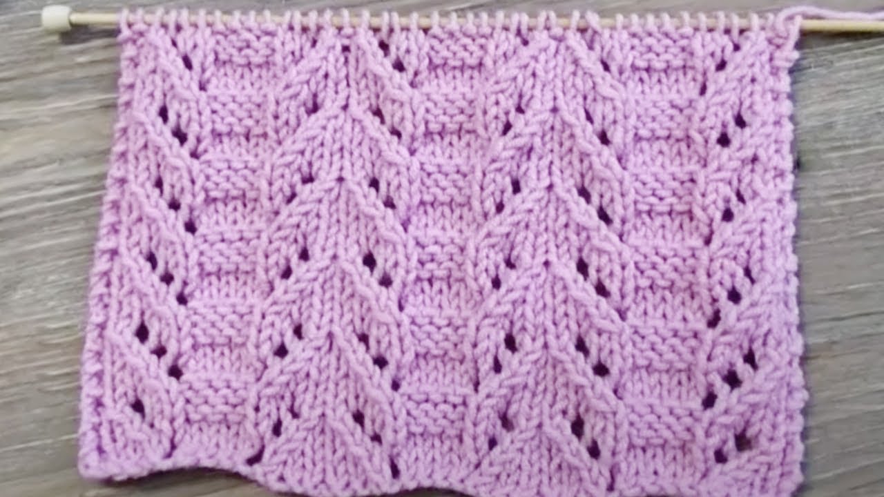 镂空心条棒针编织教程，可织围巾帽子毛衣等，心形元素总是那么受欢迎 Lace Hearts - Knitting Stitch Pattern ...