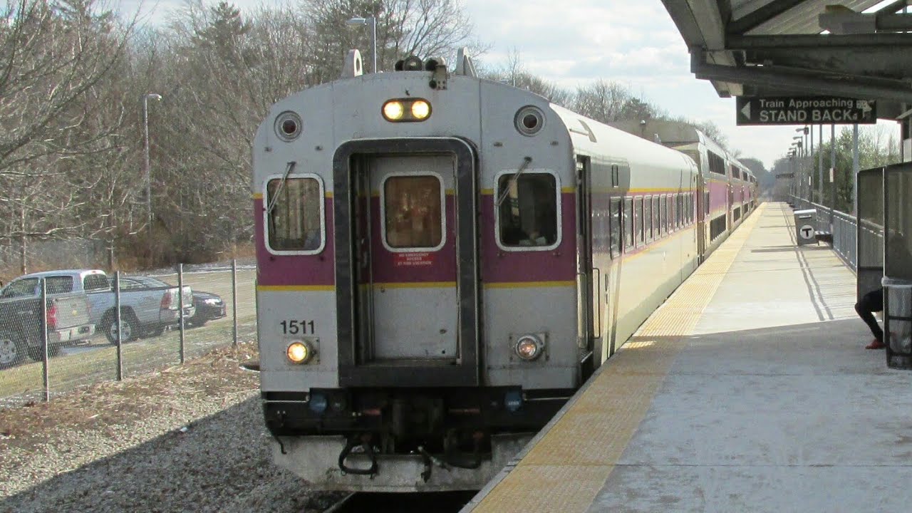 Mbta inbound departs Whitman MA - YouTube