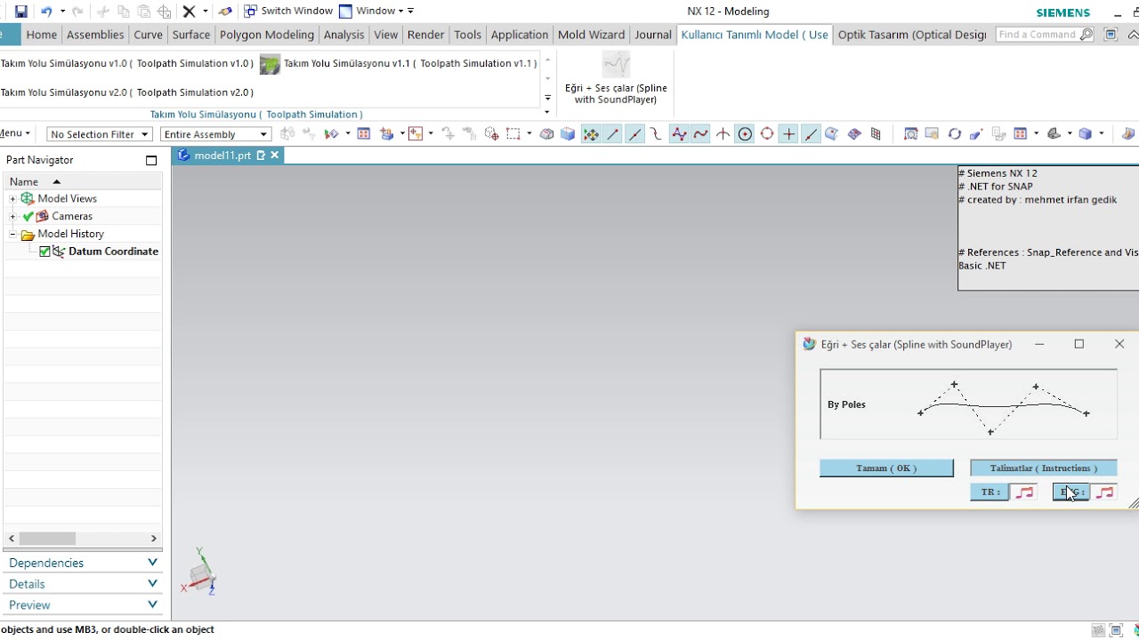 [Advice] Siemens NX 12, Spline command with SoundPlay - YouTube