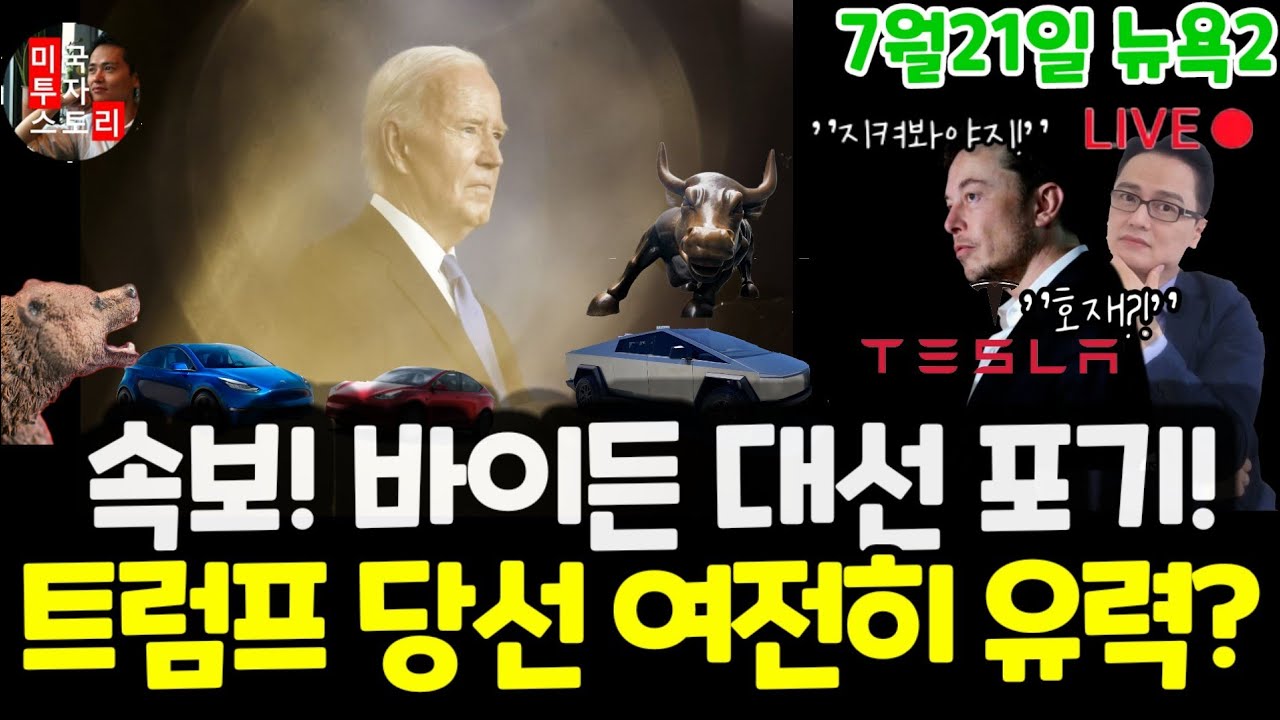 미국주식바이든 대선 출마 포기 전기차 친환경에 희망 테슬라 엔비디아 구글 애플 아마존 메타 마이크로소프트 팔란티어