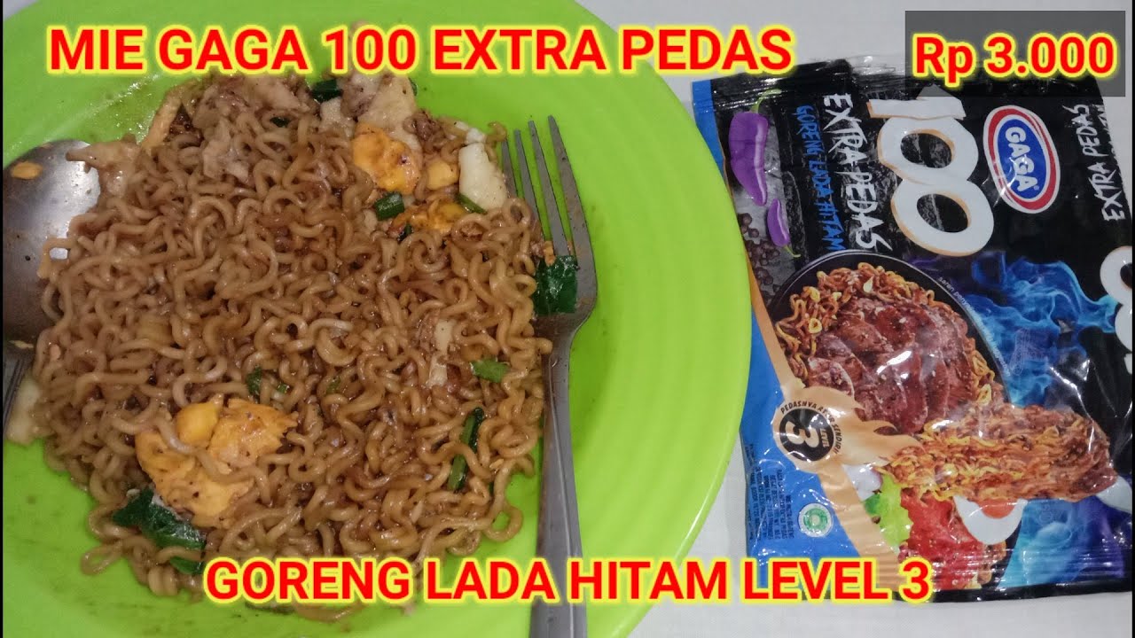 Mie GAGA 100 EXTRA PEDAS GORENG LADA HITAM LEVEL 3. Harganya Rp 3.000 ...