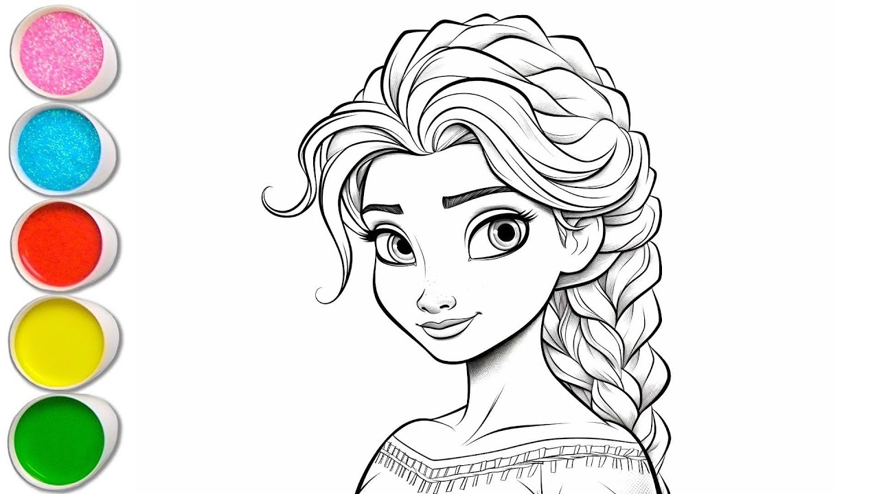 Cute Elsa Frozen Drawing for kids, Painting & Coloring for kids ...