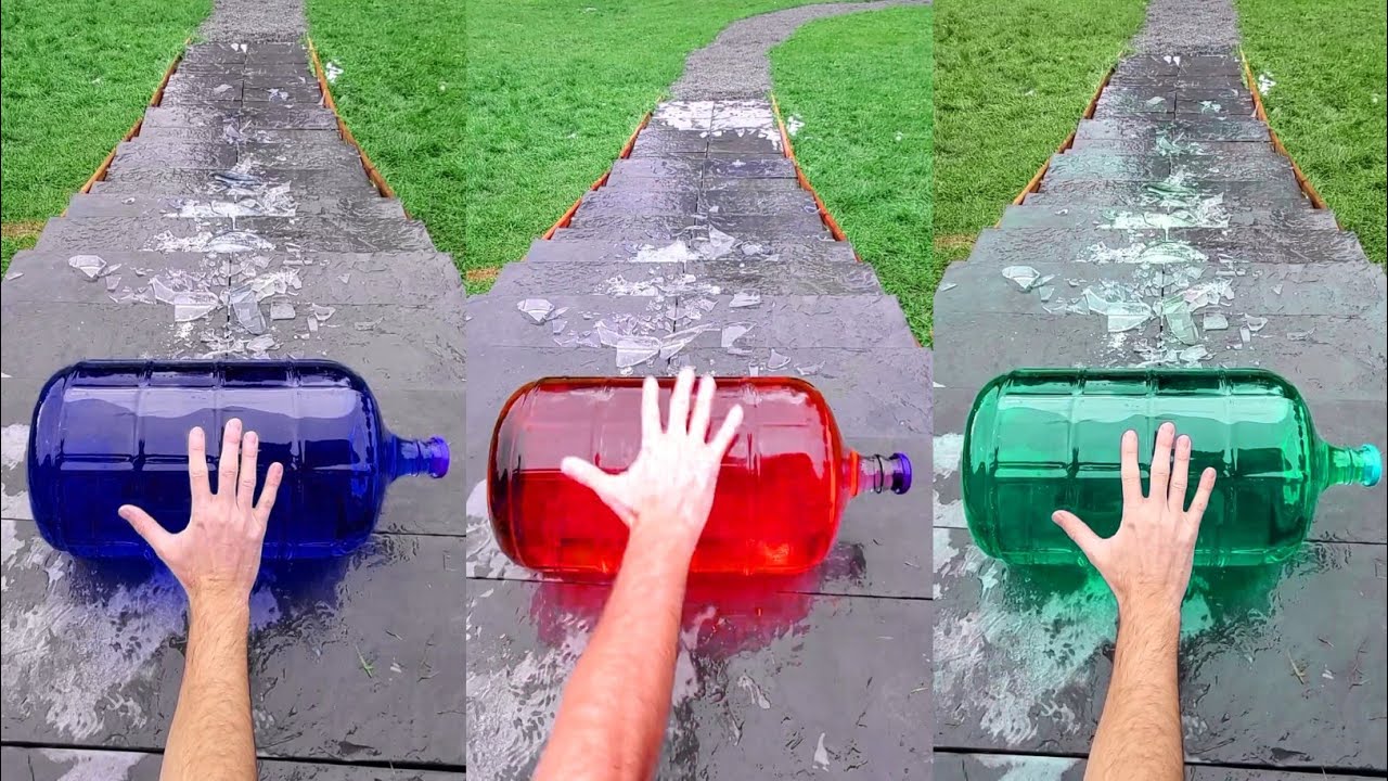 Throwing Bottle Down Stairs -311 | Breaking glass bottle | Crushing ...
