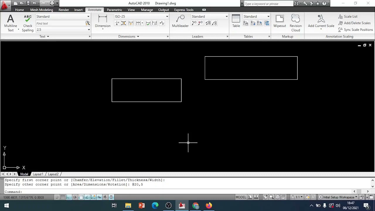 CARA MEMBUAT RECTANGLE AND CHAMFER DI AUTOCAD - YouTube